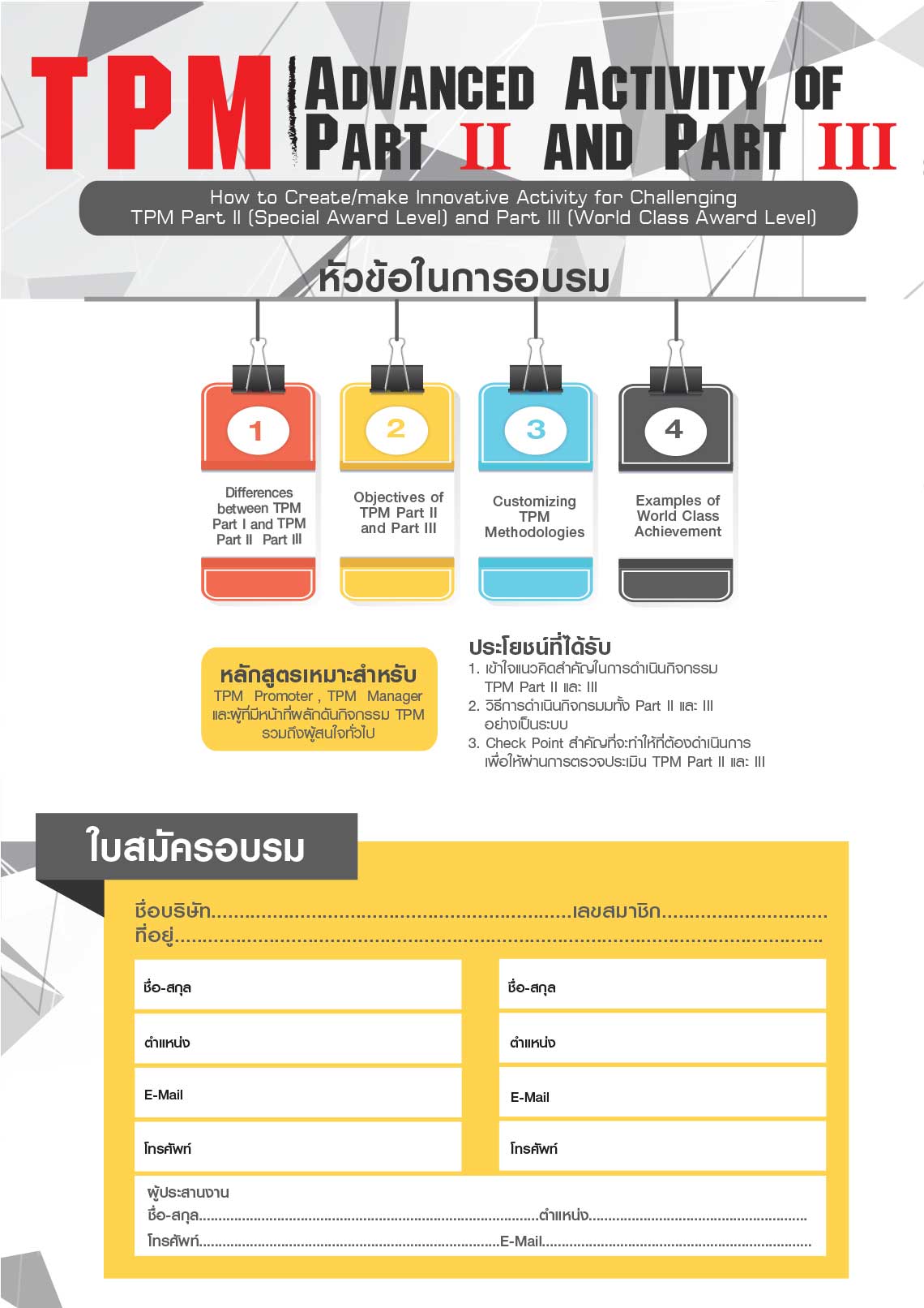 TPM Advanced Activity of Part II and Part III